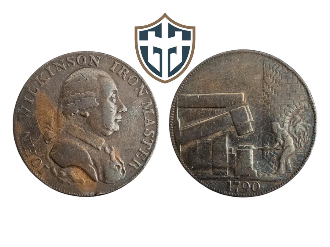 John Wilkinson, Iron Master Halfpenny Copper Condor Token Circa 1790 AD ...