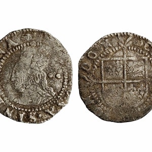Queen Elizabeth I Silver Hammered Halfgroat Coin Circa 1590-1592 AD, Sixth Issue, Metal ...