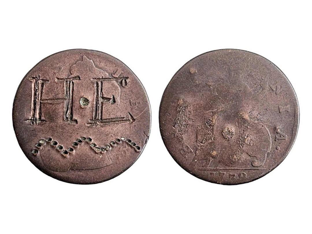 Engraved King George II Copper Halfpenny Coin Circa 1739 AD, Metal ...