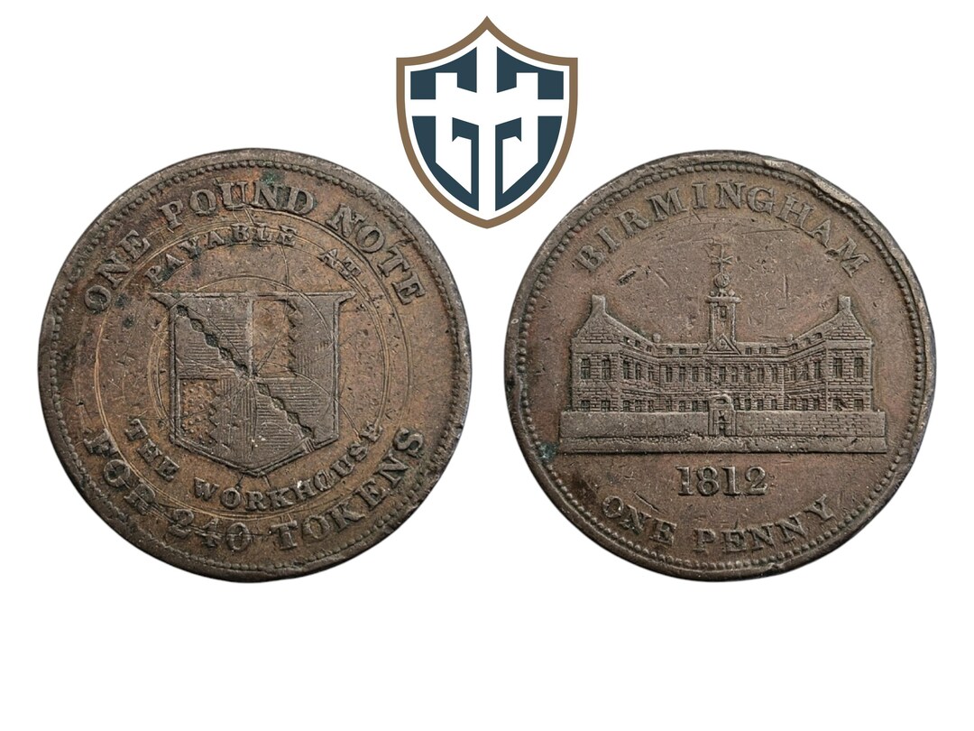 Copper Birmingham Workhouse One Penny Token Circa 1812 AD, History Gift ...