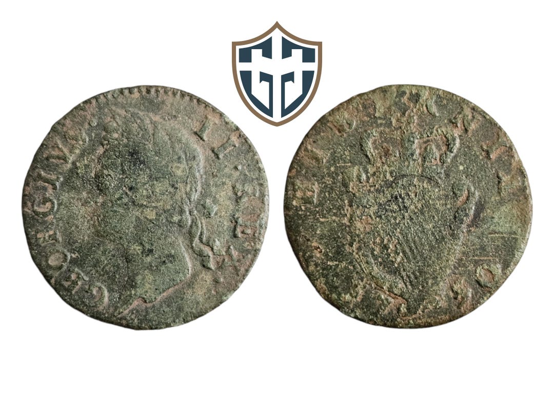 Irish King George II Copper Halfpenny Coin Circa 1750 AD, Metal ...