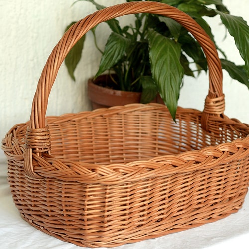 Rectangular Wicker Basket Gift Basket Shallow Basket - Etsy
