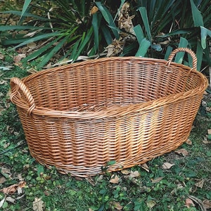 Shallow Laundry Basket Handwoven Storage Basket Oval Laundry - Etsy
