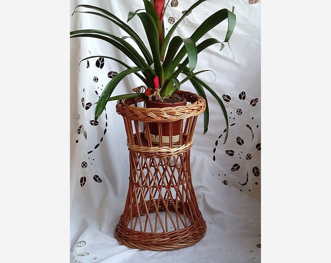 Wicker Flower Pot Holder, Wicker Flower Stand, Willow Flower Planter ...
