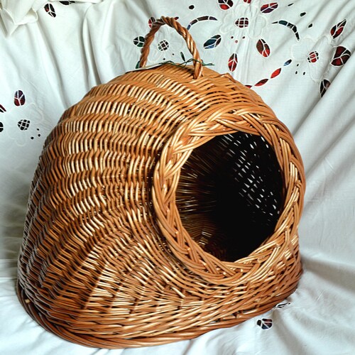 Cat Bed Cat Cave Wicker Basket for Cats Cat House - Etsy