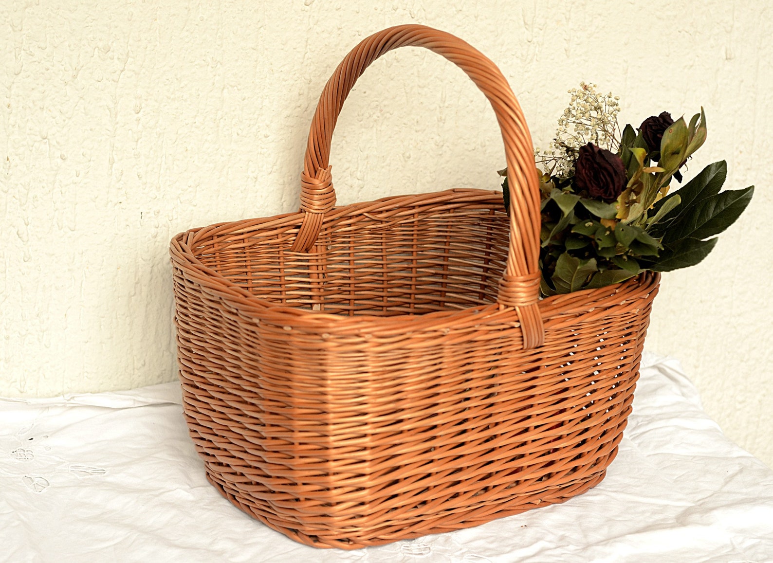 Rectangular Willow Basket Woven Wicker Basket Handmade Wicker - Etsy
