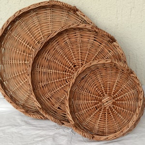 Round Tray, Round Basket Tray, Round Wicker Tray, Handled Basket Tray ...