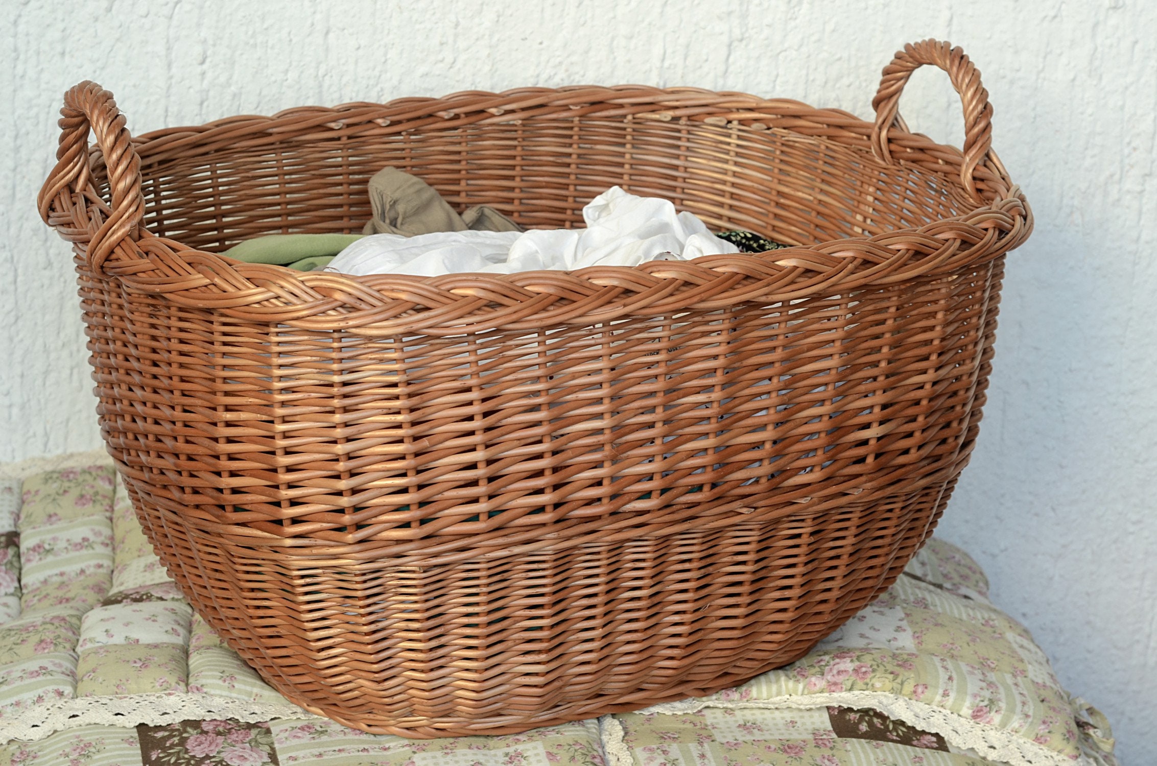 Wicker Laundry Basket Handwoven Storage Basket Laundry | Etsy