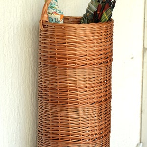 Made to Order Wicker Umbrella Holder, Rustic Wicker Umbrella Stand ...