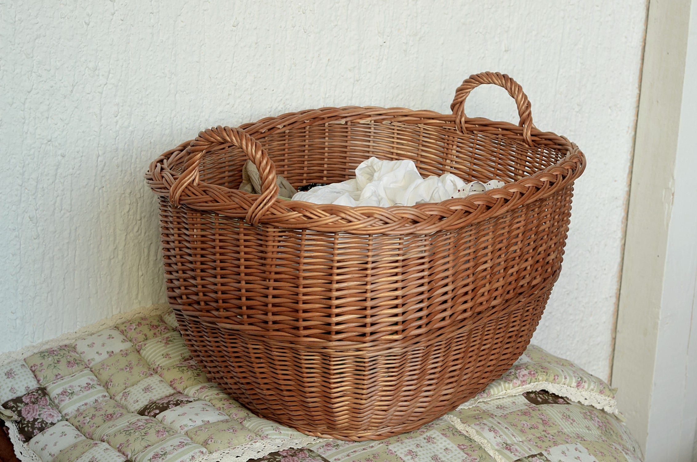 Wicker Laundry Basket Handwoven Storage Basket Laundry | Etsy