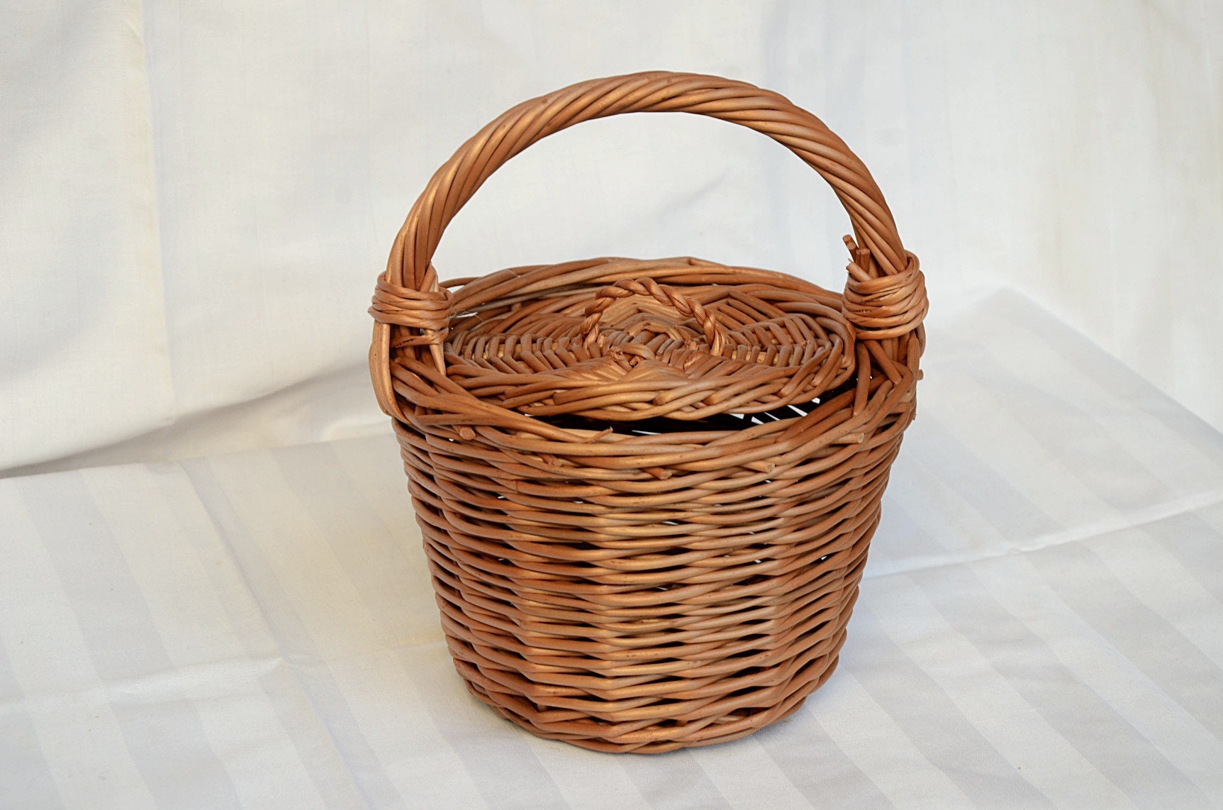 Mini Birkin Basket Kids Round Basket Little Round Lidded | Etsy