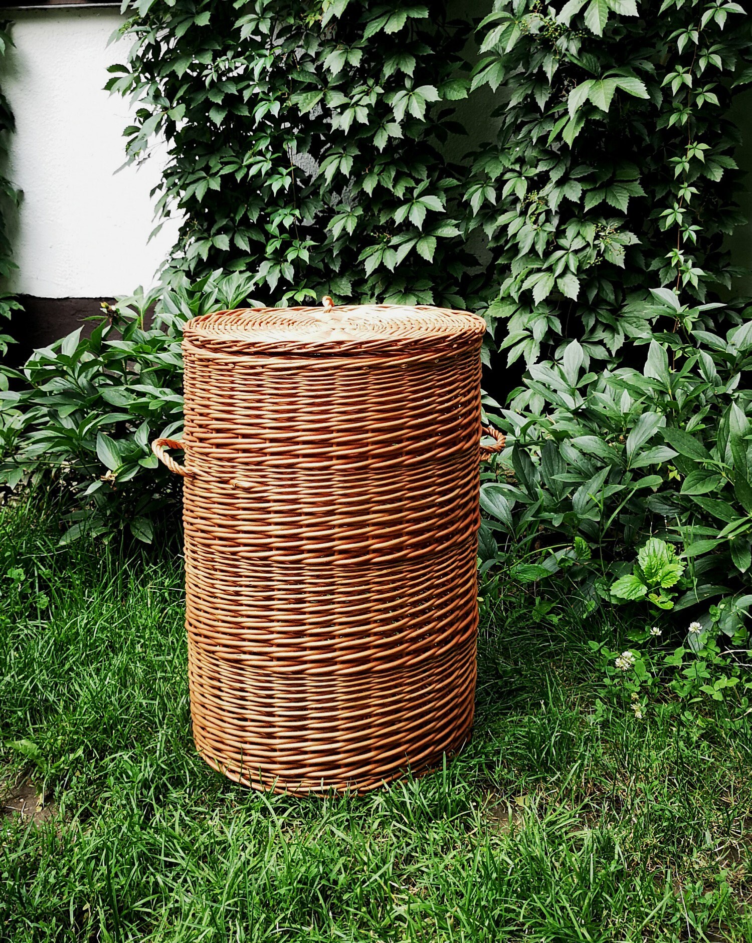 Large Wicker Laundry Basket Round Storage Basket With Lid - Etsy