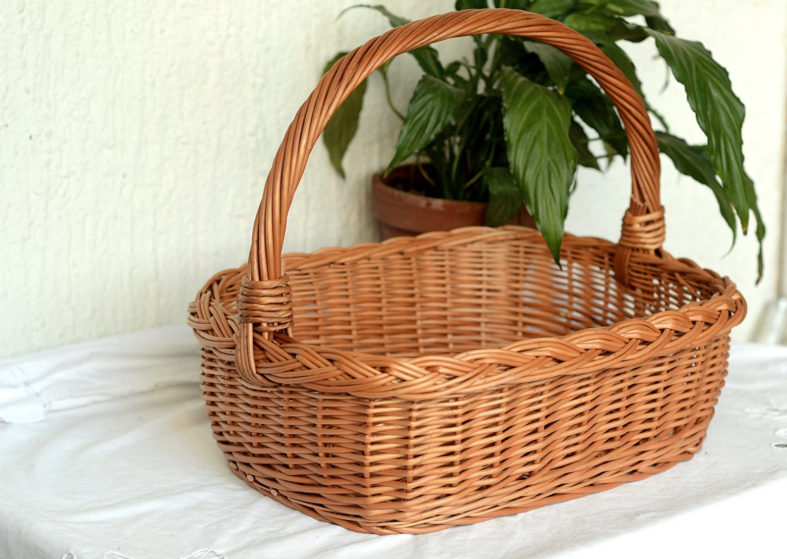Rectangular Wicker Basket Gift Basket Shallow Basket - Etsy