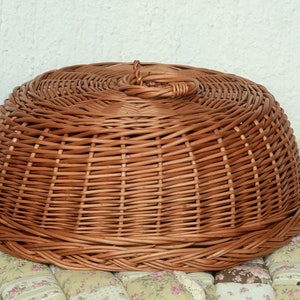 Large Wicker Plate With Lid, Bread Plate With Lid, Round Wicker Tray ...