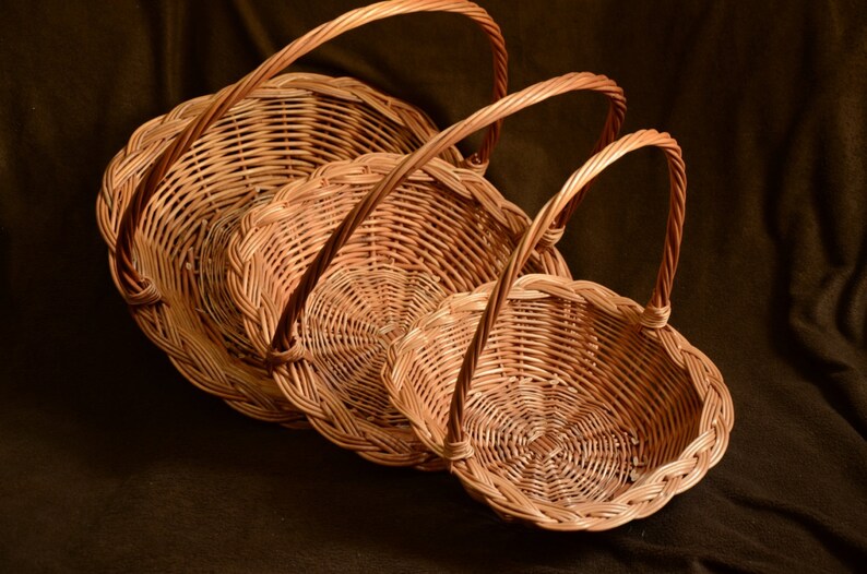 Set of 3 Shallow Baskets Flower Display Basket Flower Girl - Etsy