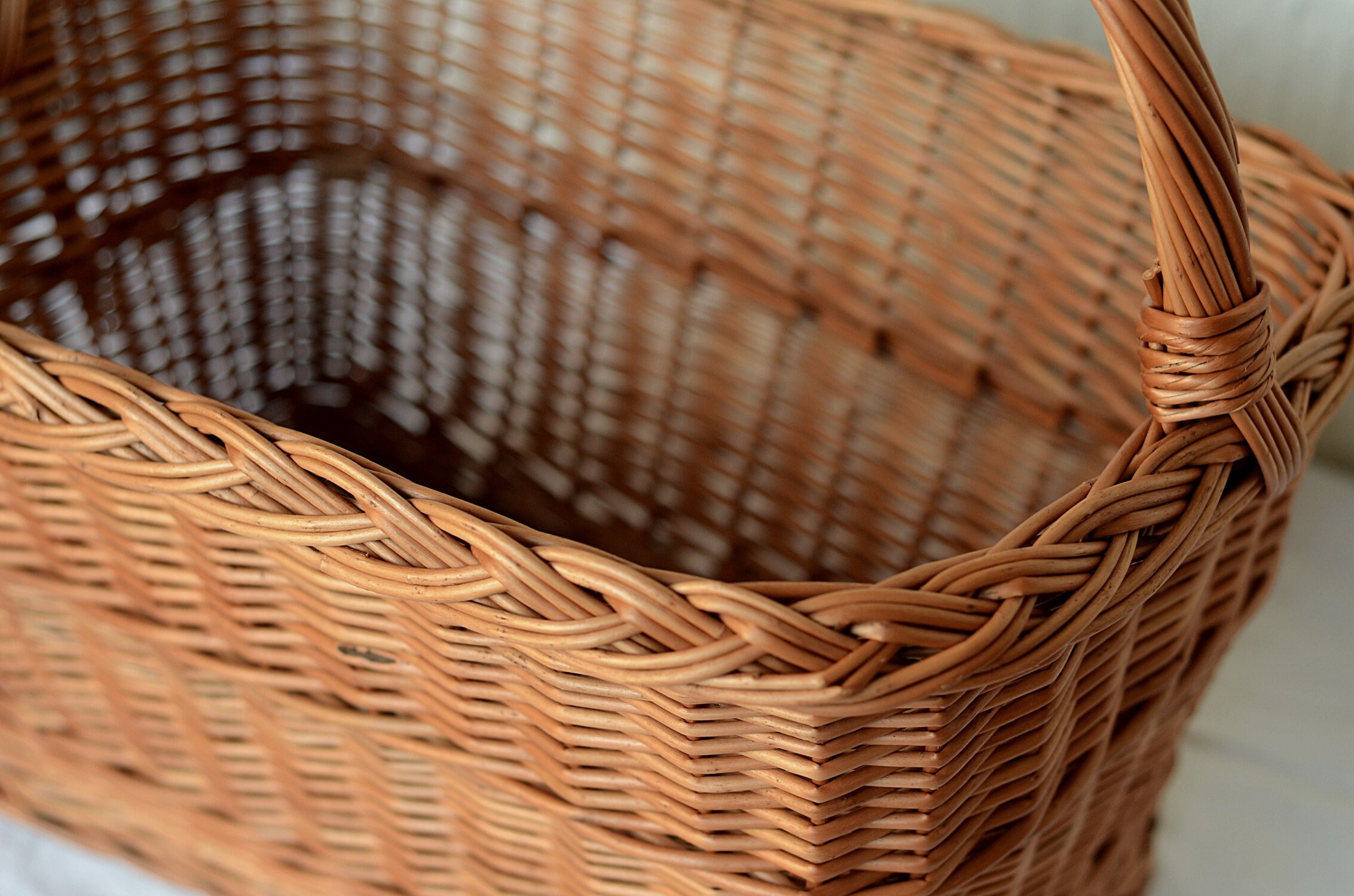 Rectangular Wicker Basket Woven Willow Basket Long Handle - Etsy