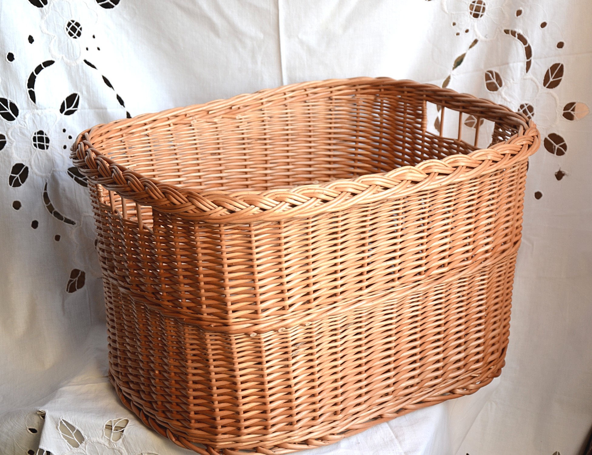 Wicker Laundry Basket Handwoven Storage Basket Laundry - Etsy