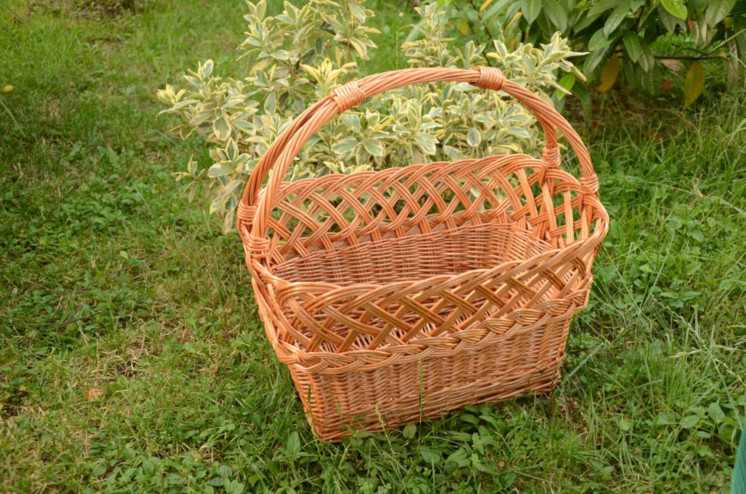 Rectangular Basket Double Handle Handwoven Wicker Basket | Etsy