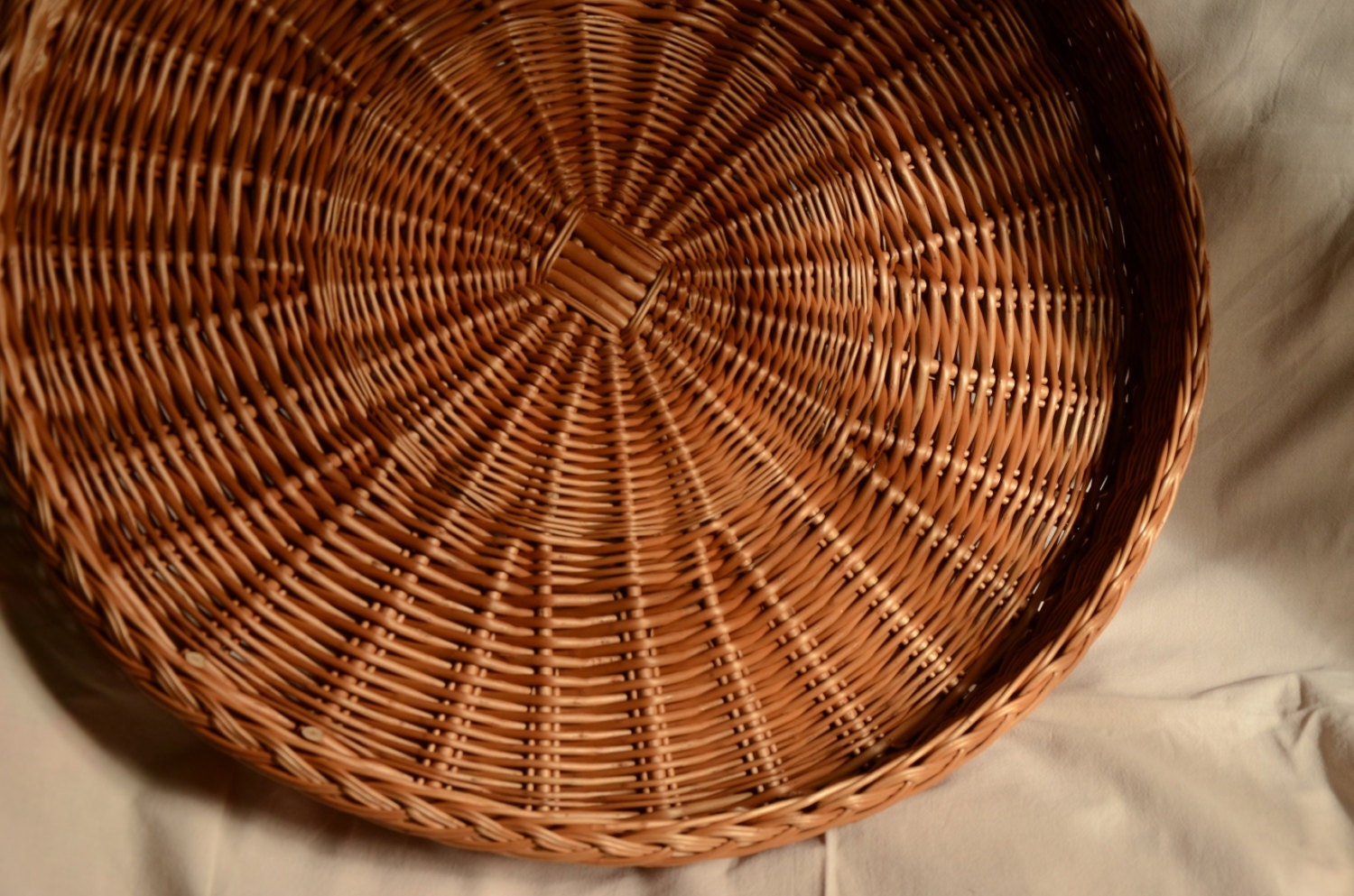 Large Round Wicker Tray Rustic Ottoman Basket Tray Large | Etsy