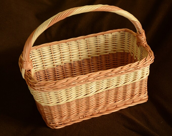 Rectangular Basket, Handwoven Willow Basket, Sturdy Wicker Basket ...