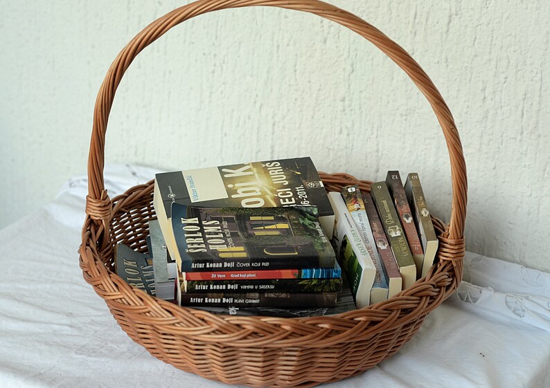 Big Wicker Wedding Basket Round Basket Shallow Handled - Etsy