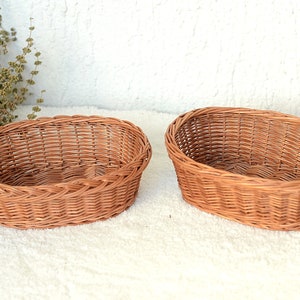 Small Oval Basket, Woven Bread Basket, Wicker Table Basket, Oval Fruit ...