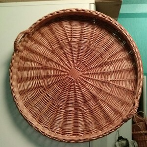 Big Round Wicker Tray Large Rustic Ottoman Tray Big Round Willow Tray ...