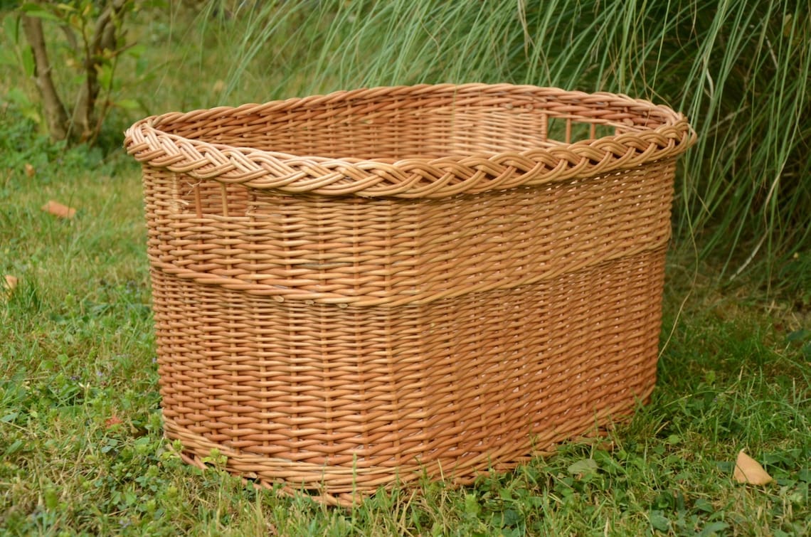 Wicker Laundry Basket Handwoven Storage Basket Laundry - Etsy