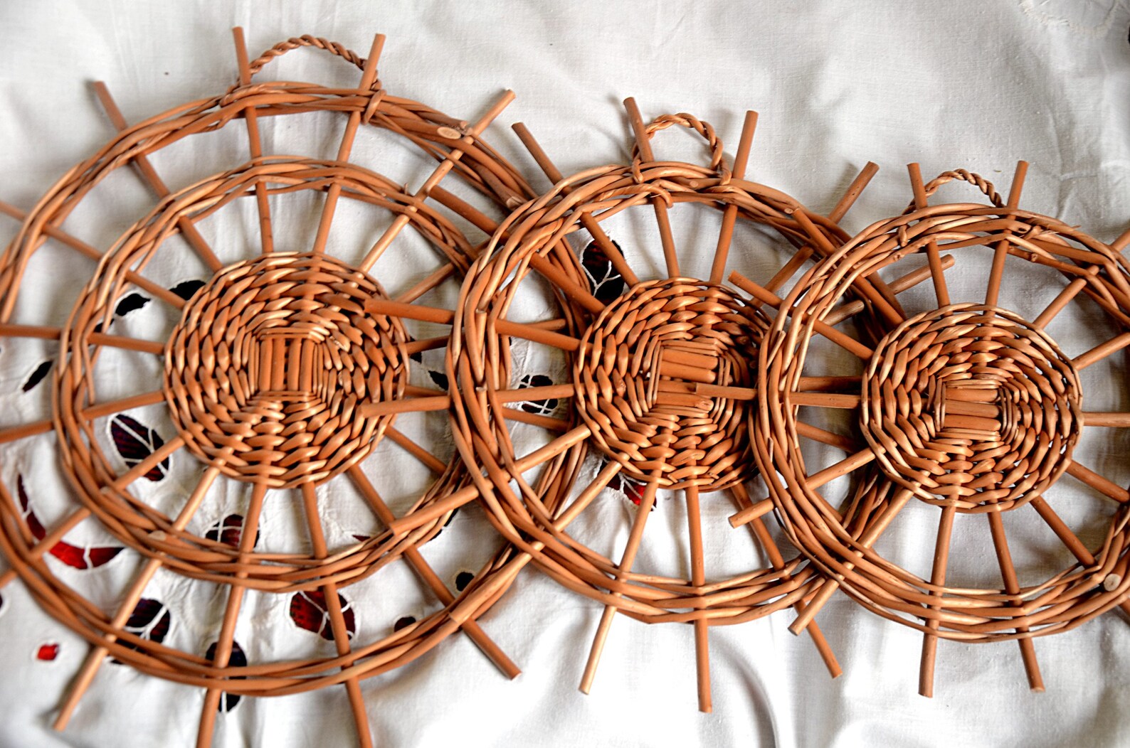 Wicker Wall Decoration Set of 3 Wicker Wall Hangings | Etsy