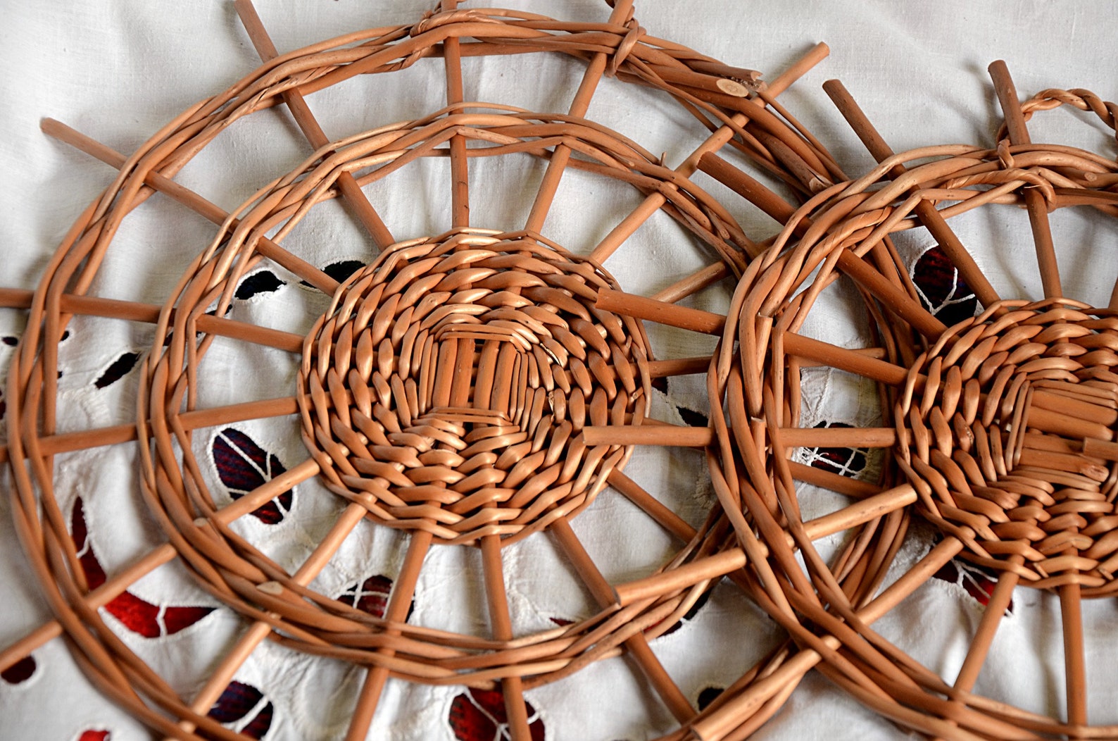 Wicker Wall Decoration Set of 3 Wicker Wall Hangings | Etsy