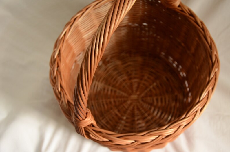 Round Wicker Basket Round Basket Woven Grocery Basket | Etsy