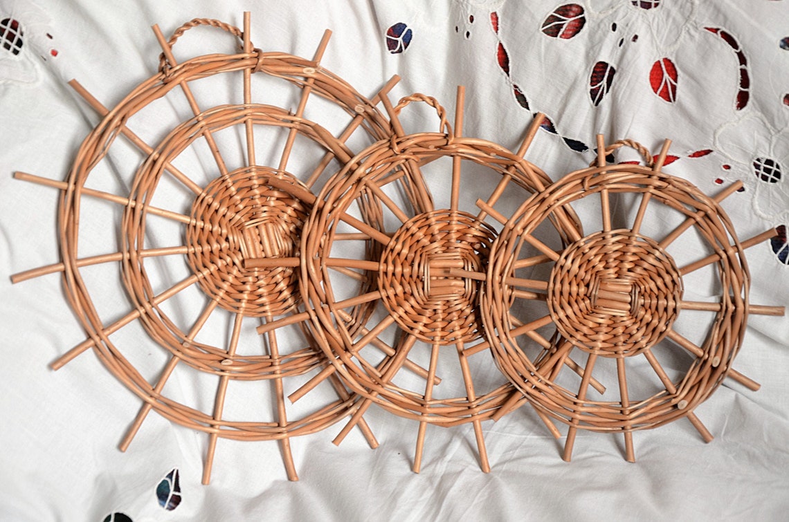 Wicker Wall Decoration Set of 3 Wicker Wall Hangings | Etsy