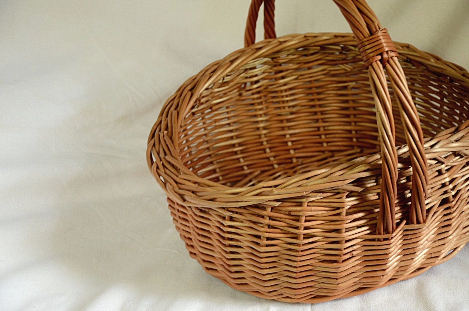 Oval Basket Handmade Wide Wicker Basket Rustic Wicker | Etsy