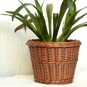 Wicker Plant Pot, Basket Plant Pot, Wicker Basket Planter, Handwoven ...