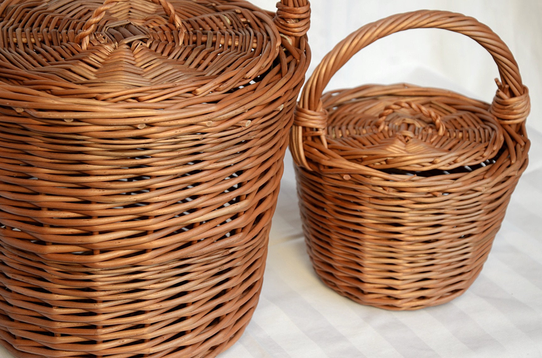 Mini Birkin Basket Kids Round Basket Little Round Lidded | Etsy