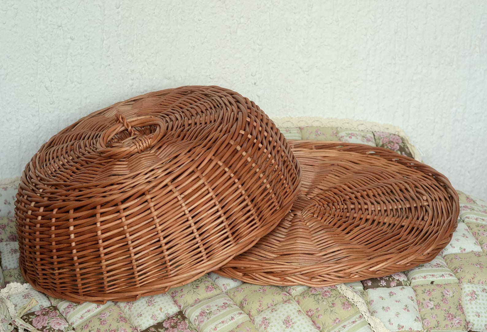 Large Wicker Plate With Lid Bread Plate With Lid Round - Etsy