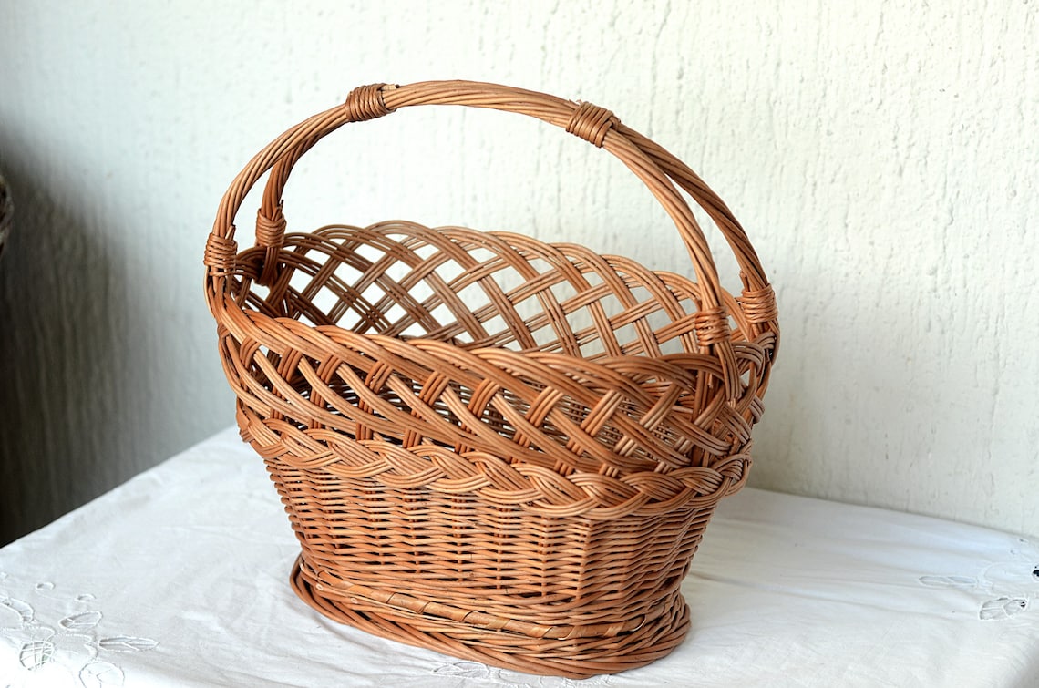 Handmade Wicker Basket Traditional Willow Basket Woven | Etsy