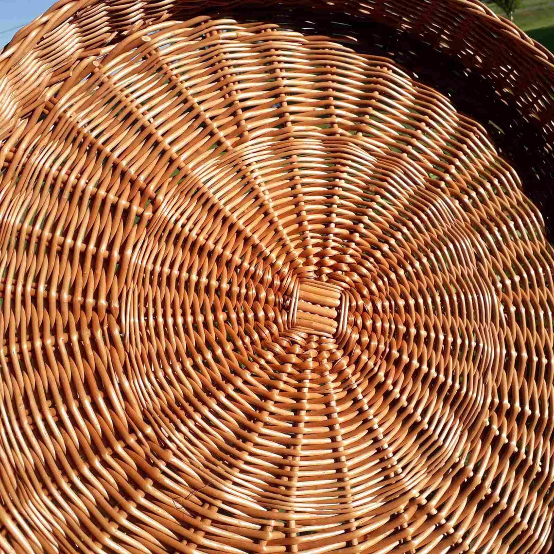 Big Round Wicker Tray Large Rustic Ottoman Tray Big Round - Etsy