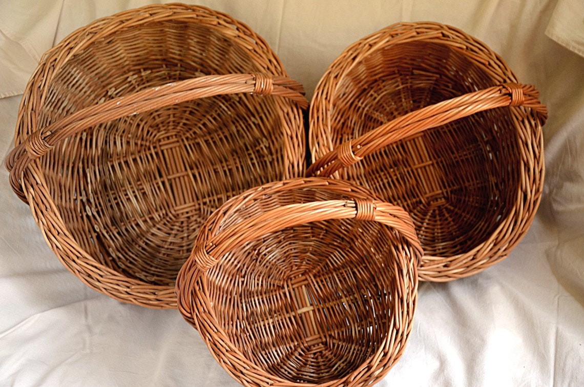 Oval Basket Handmade Wide Wicker Basket Rustic Wicker | Etsy