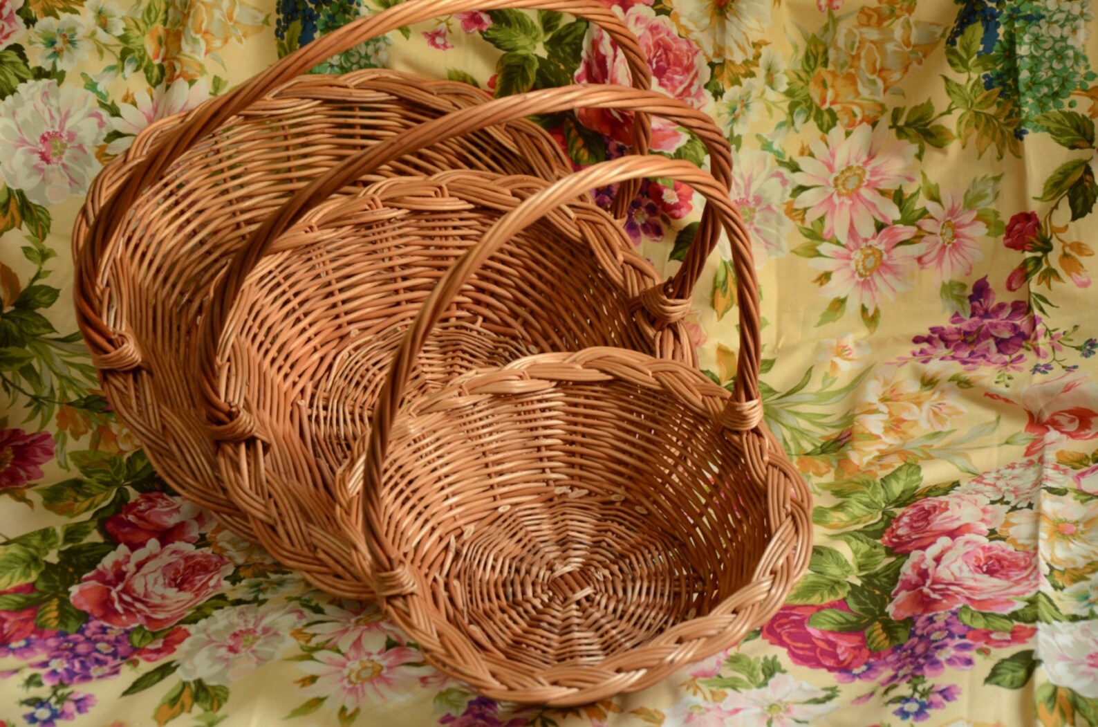 Set of 3 Shallow Baskets Flower Display Basket Flower Girl - Etsy