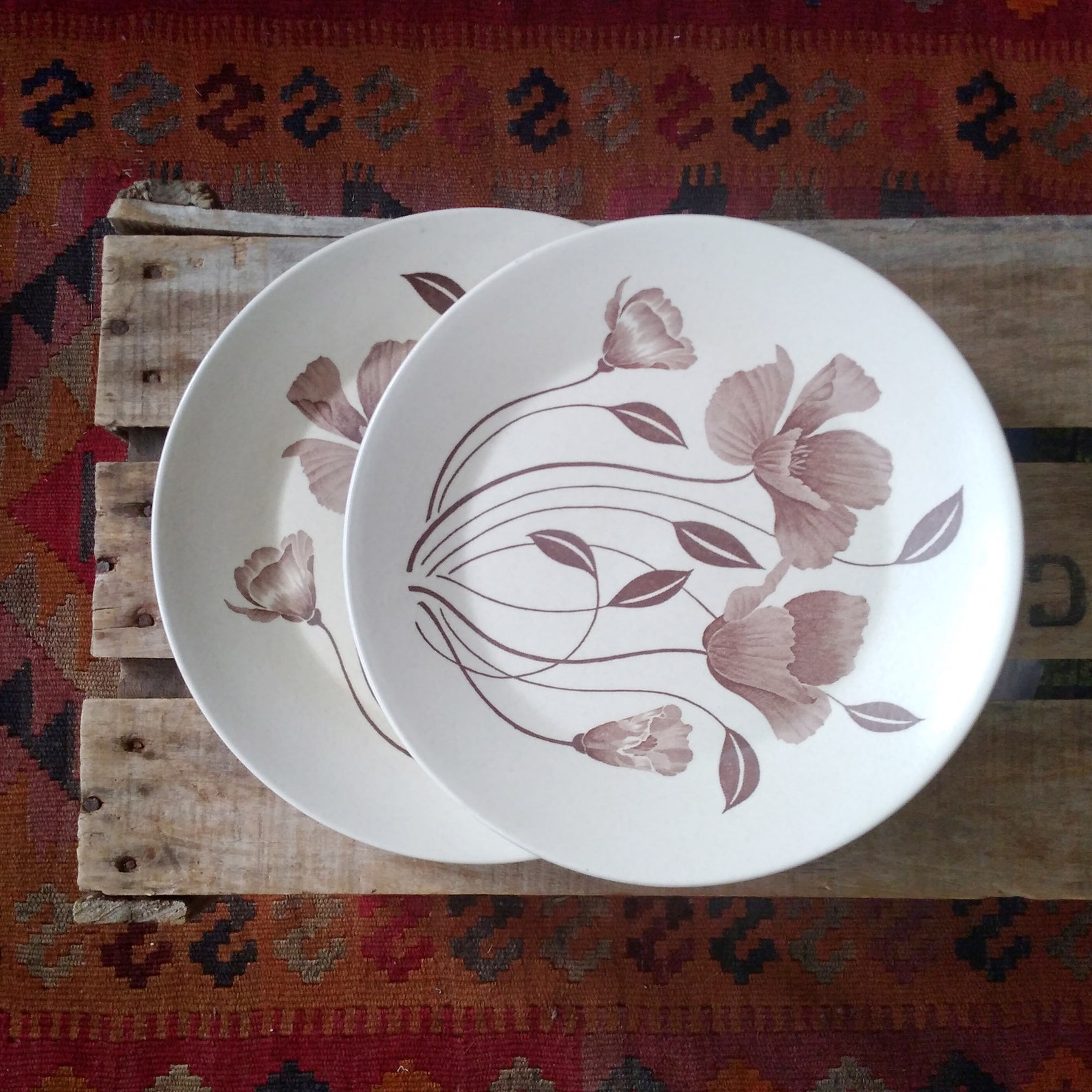 Vintage Dinning Plates whispering 70s Iconic - Etsy