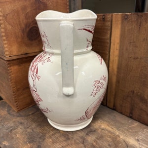 Red Transferware Pitcher Vanity Set Unmarked Floral 1041 - Etsy