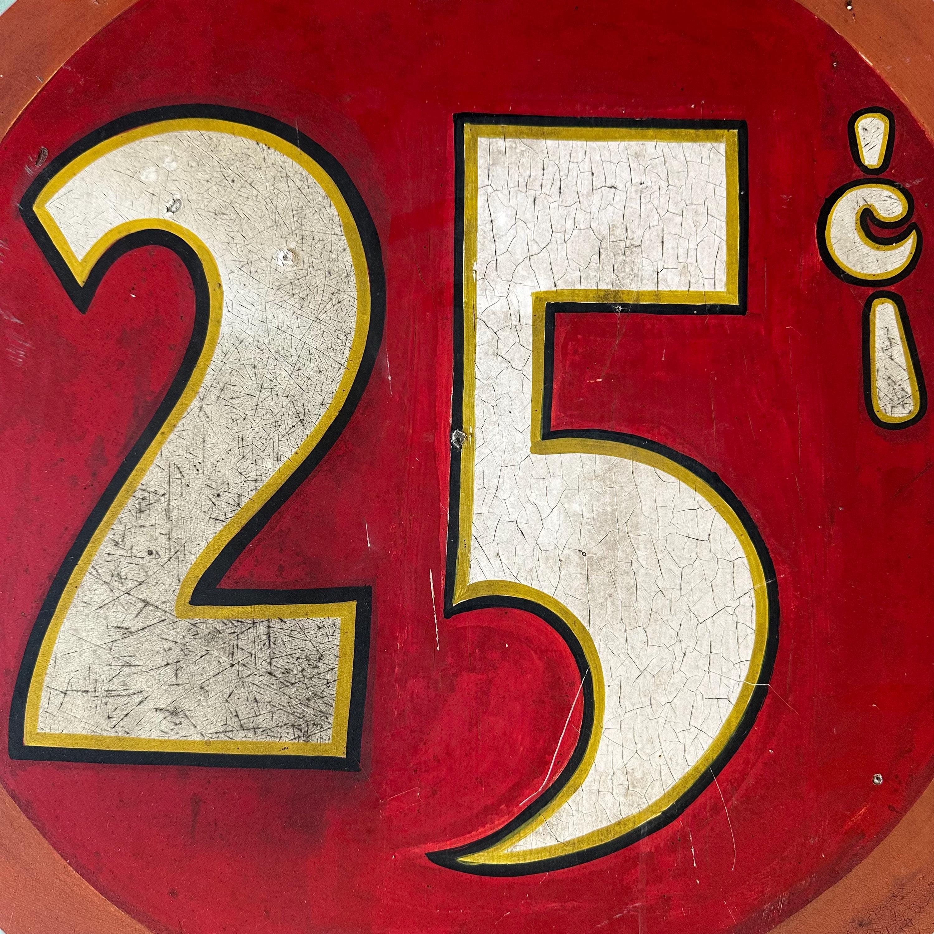 Vintage Carnival Price Sign 25 Cents - Etsy