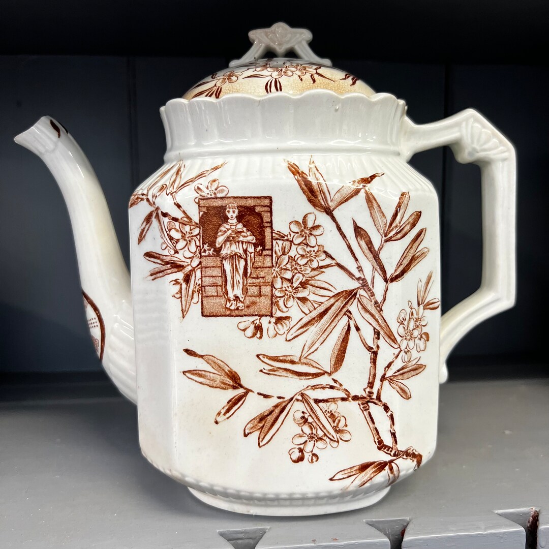 Baker & Co Brown Transferware Teapot Aesthetic Movement English ...