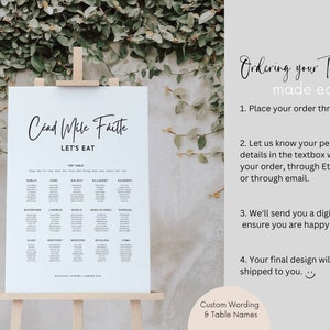 Irish Wedding Table Plan |cead Mile Failte| Ireland |personalised ...