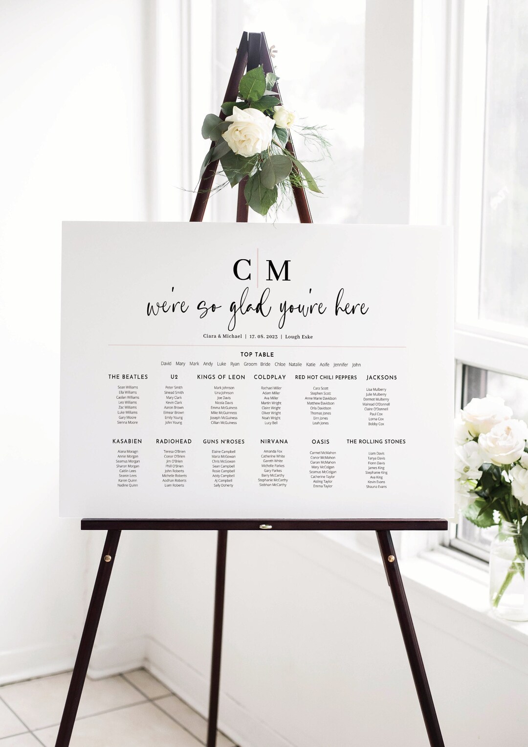 Wedding Table Plan | Custom Wedding Seating Chart Landscape | Bespoke ...