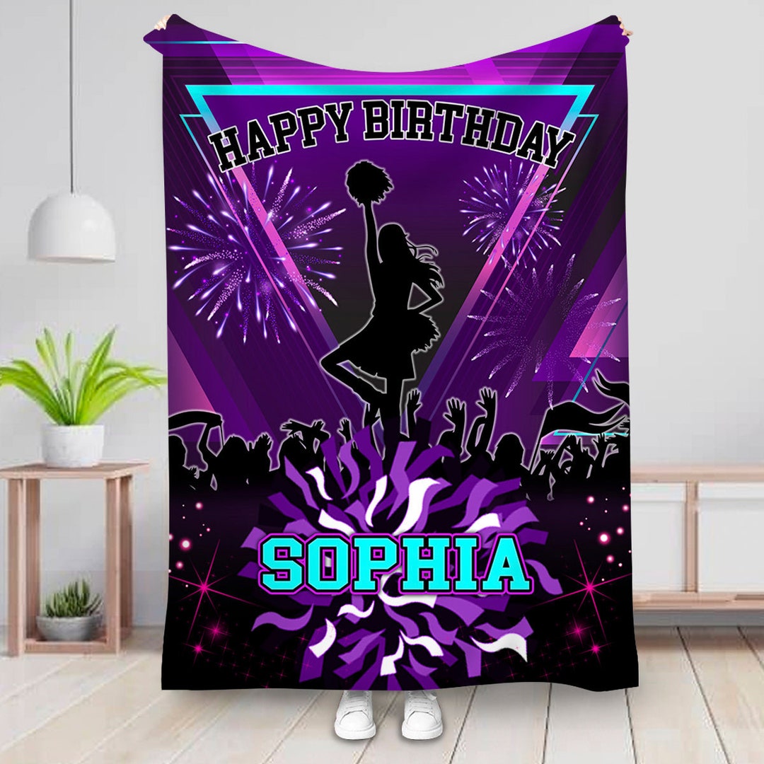 Happy Birthday Cheerleading Birthday Personalized Name Blanket - Etsy