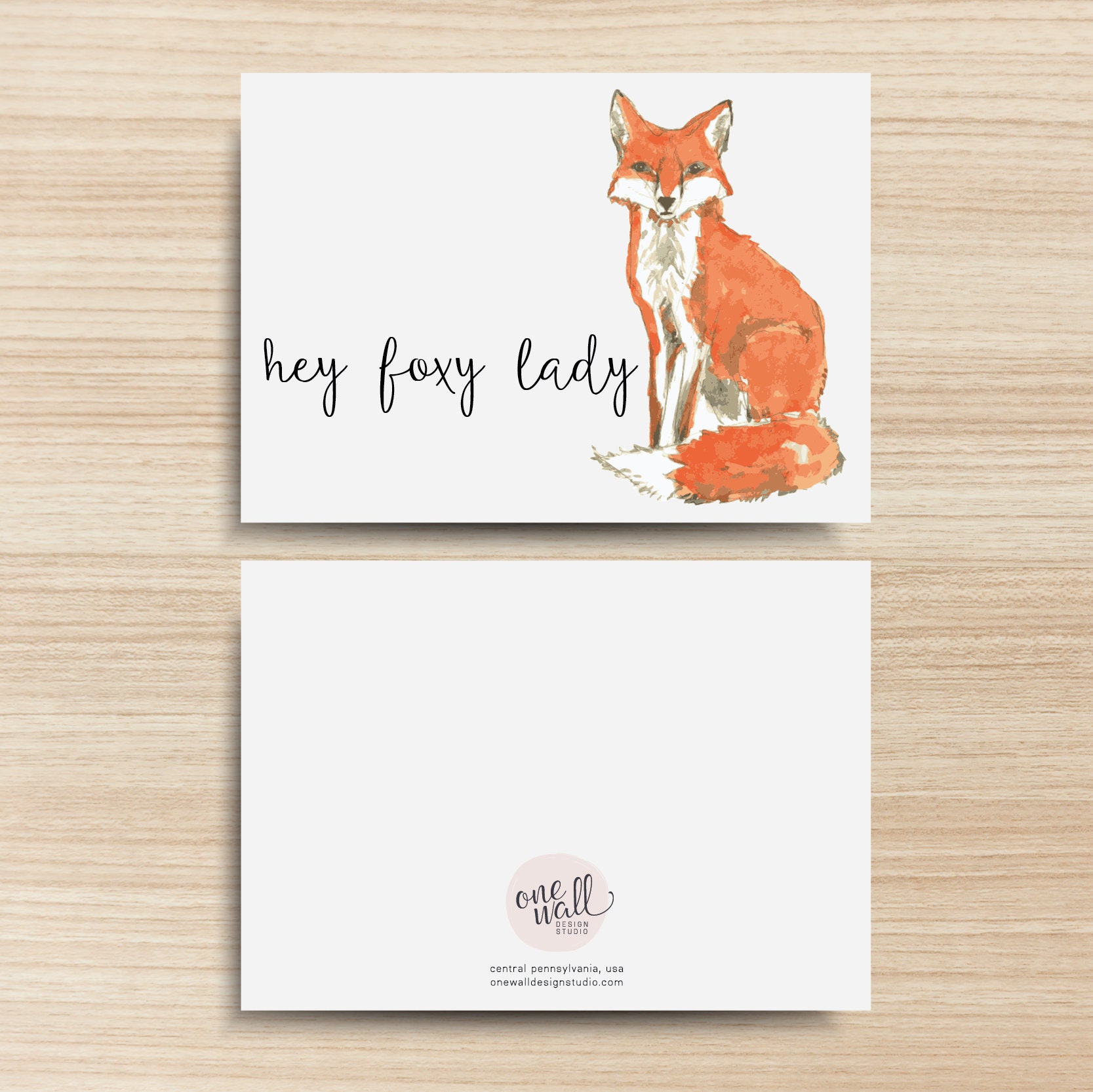 Hey Foxy Lady PRINTABLE Greeting Card, 5x7, Cardstock, Orange Fox ...