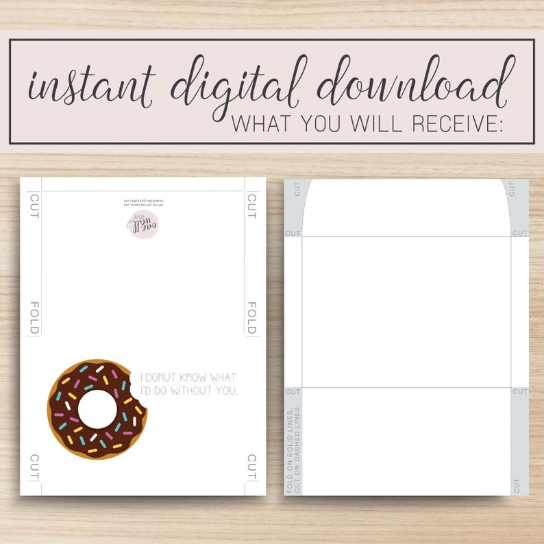 I Donut Know What I'd Do Without You PRINTABLE Greeting Card, 5x7 ...