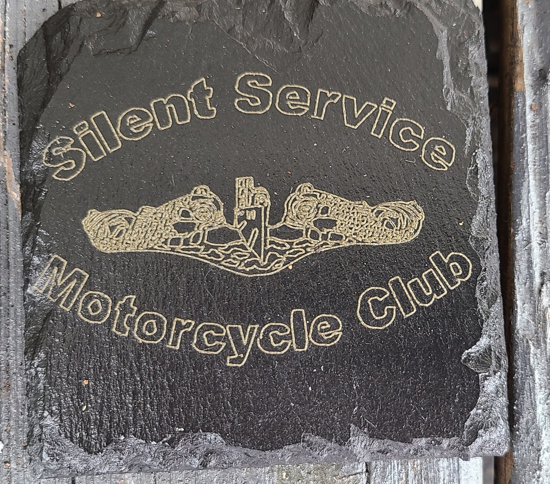 Silent Service Motorcycle Club dolphins Laser Engraved Slate Coasters ...